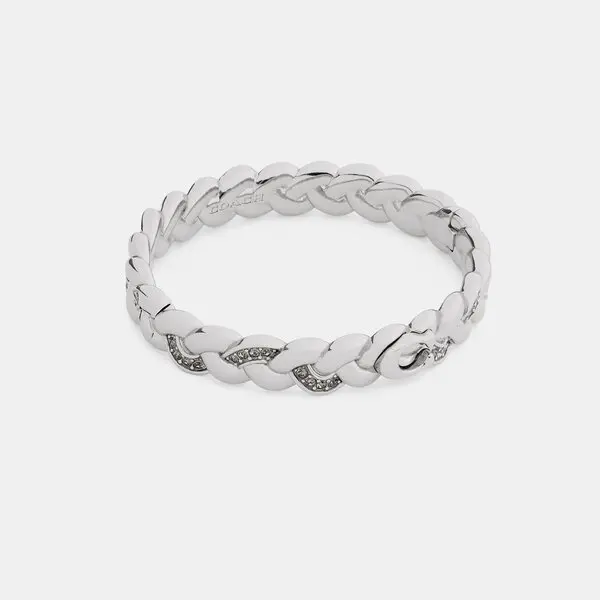 Coach Braided Signature Hinged Bangle - Silver