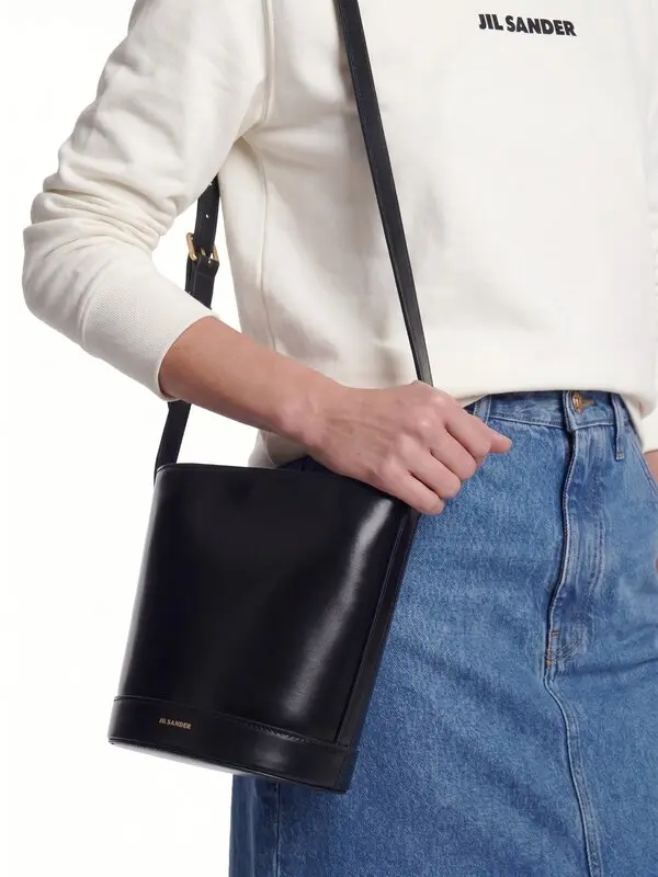 JIL SANDER Cannolo Bucket Bag - Black