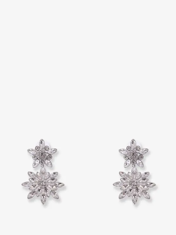 SELF-PORTRAIT Double Flower Earrings - Silver