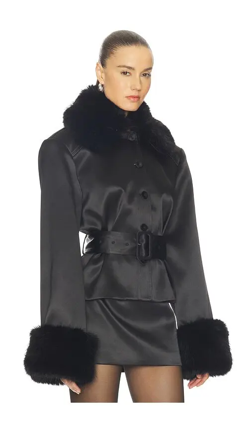 CAMILA COELHO Julieta Jacket With Faux Fur Trim