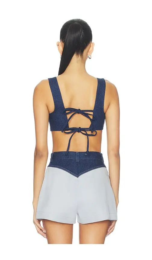 Matthew Bruch Tie Back Crop Top - Blue