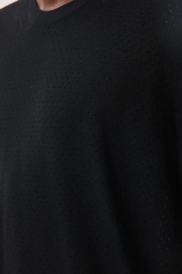 Johnstons Of Elgin Superfine Merino Mesh T-shirt - Black