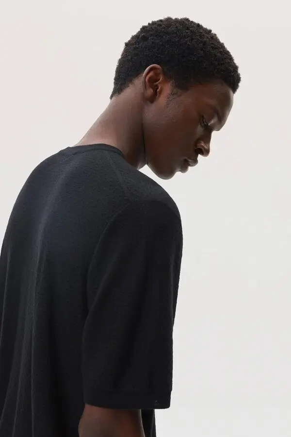 Johnstons Of Elgin Superfine Merino Mesh T-shirt - Black