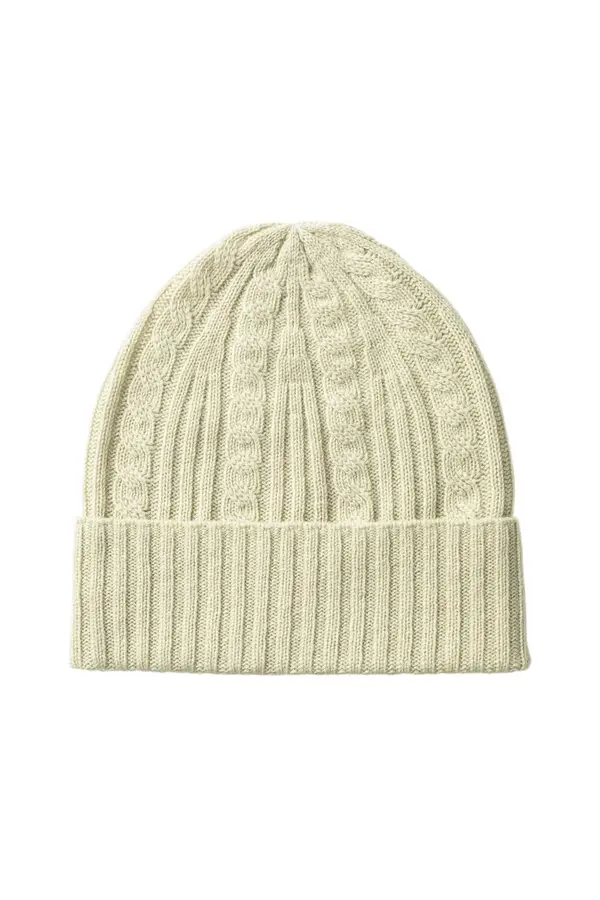 Johnstons Of Elgin Cable And Rib Cashmere Beanie - Green
