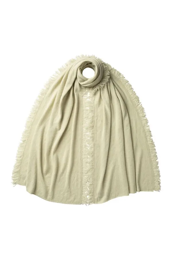 Johnstons Of Elgin Fringed Gauzy Light Cashmere Stole - Green