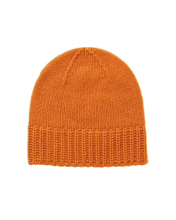 Johnstons Of Elgin Cashmere Jersey Cuff Beanie - Orange