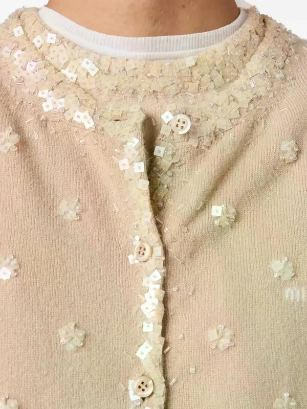 Miu Miu Cashmere Vest With Artisanal Embroidery - Neutrals