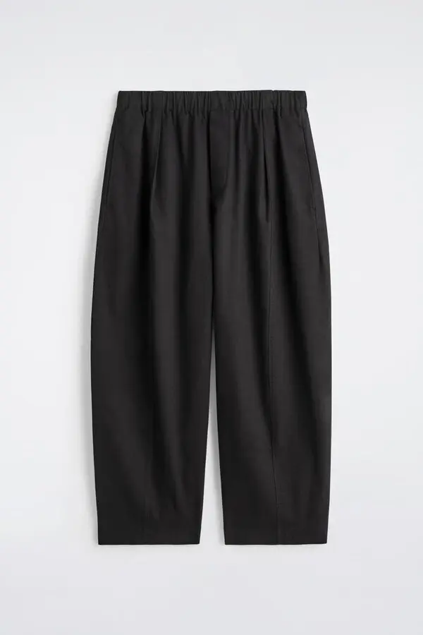 Cos Cotton Cropped Barrel-leg Pants - Black