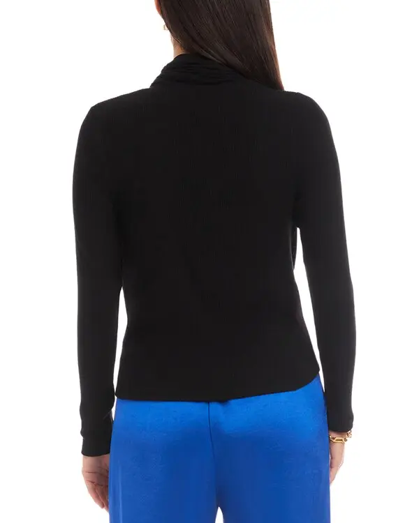 Karen Kane Long Sleeve Ribbed Crossover Top