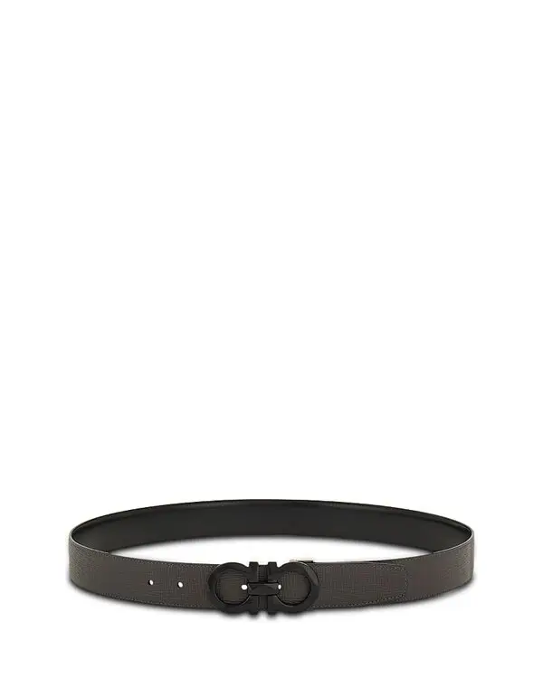 FERRAGAMO Gancini Reversible Leather Belt - Dark Rain
