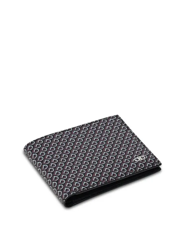 FERRAGAMO Gancini Printed Bifold Wallet - Nero