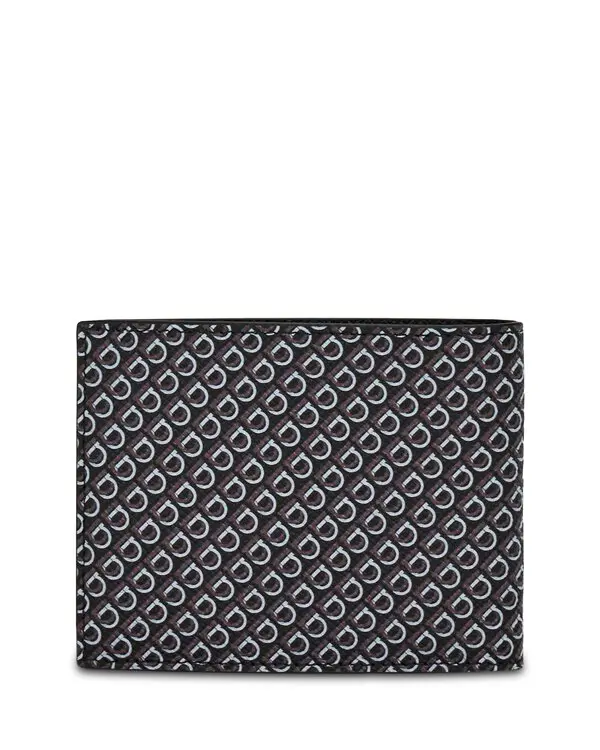 FERRAGAMO Gancini Printed Bifold Wallet - Nero