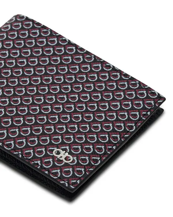 FERRAGAMO Gancini Printed Bifold Wallet - Nero