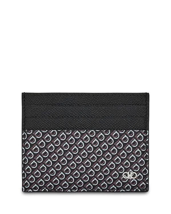 FERRAGAMO Gancini Printed Card Holder - Nero