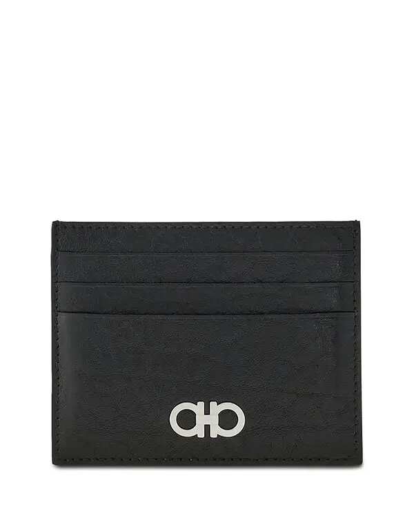 FERRAGAMO Leather Card Case - Nero