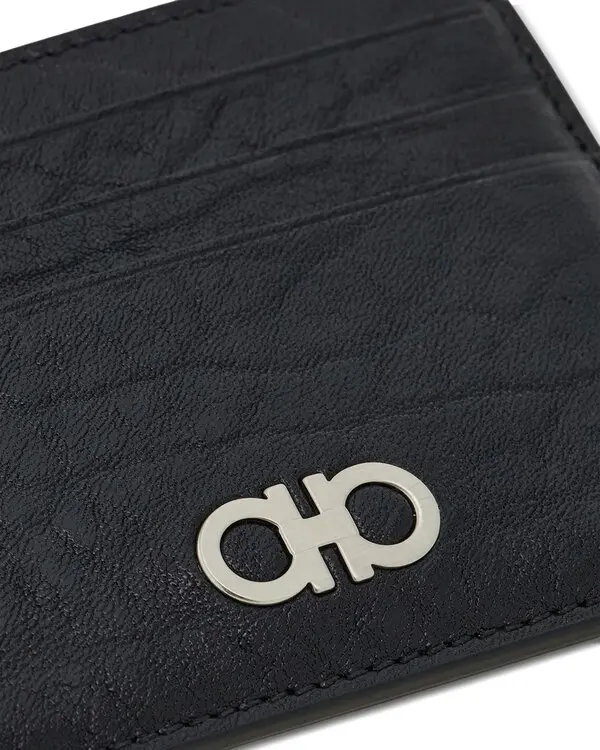 FERRAGAMO Leather Card Case - Nero