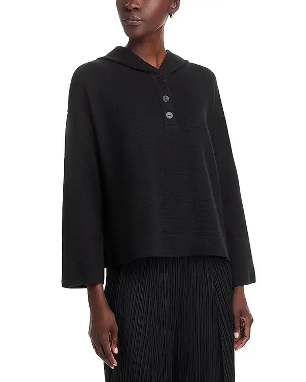 Eileen Fisher Waffle Double Knit Hooded Top