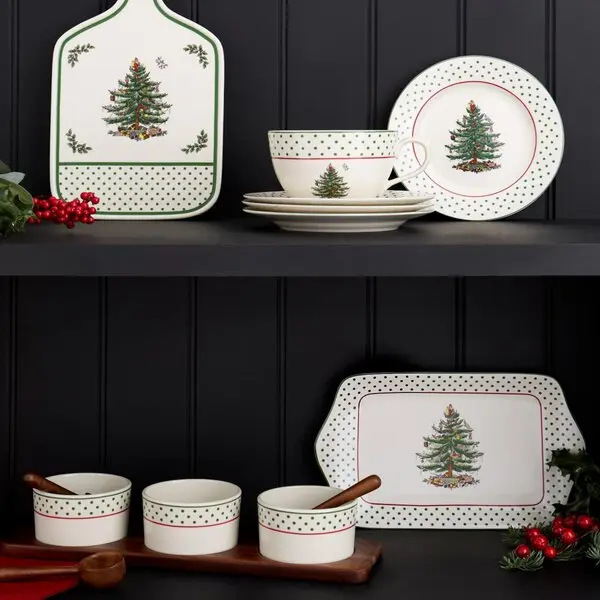 SPODE Christmas Tree Polka Dot Serving Board, 13.5