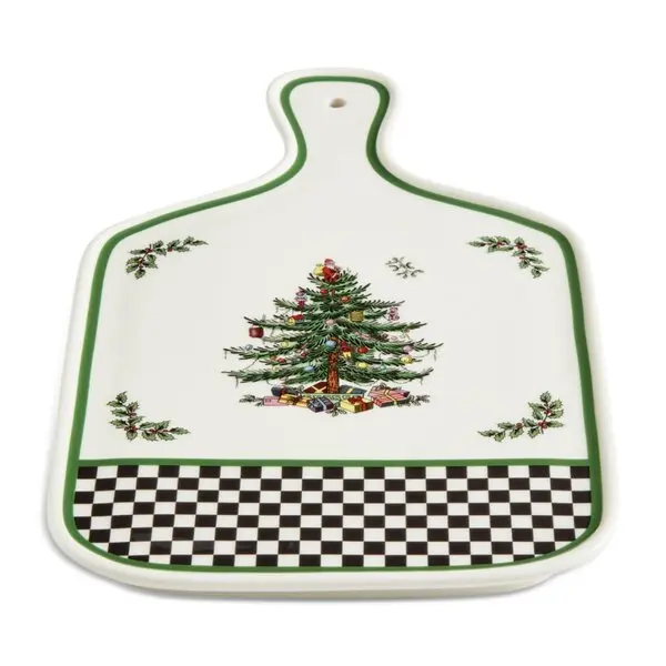 SPODE Christmas Tree Black & White Serving Board, 13.5