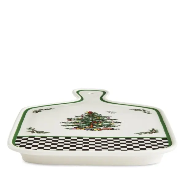 SPODE Christmas Tree Black & White Serving Board, 13.5