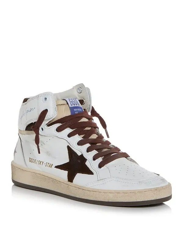 GOLDEN GOOSE Sky Star High-top Sneakers - White/beige