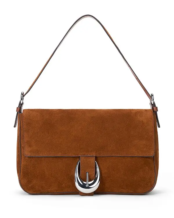 Staud Harlow Medium Suede Shoulder Bag - Tabacco