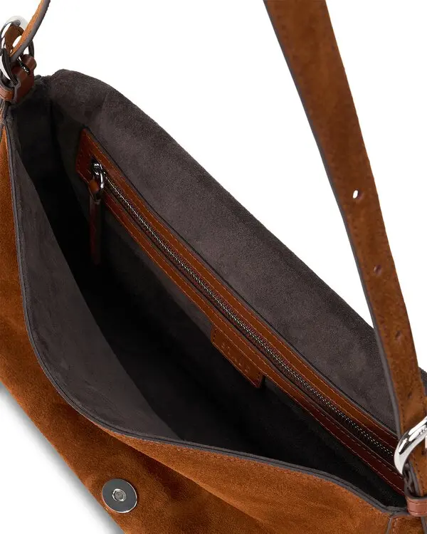 Staud Harlow Medium Suede Shoulder Bag - Tabacco