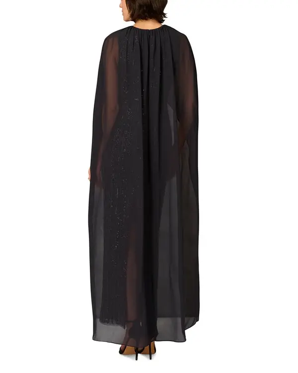Aidan Mattox Beaded Cape Long Gown