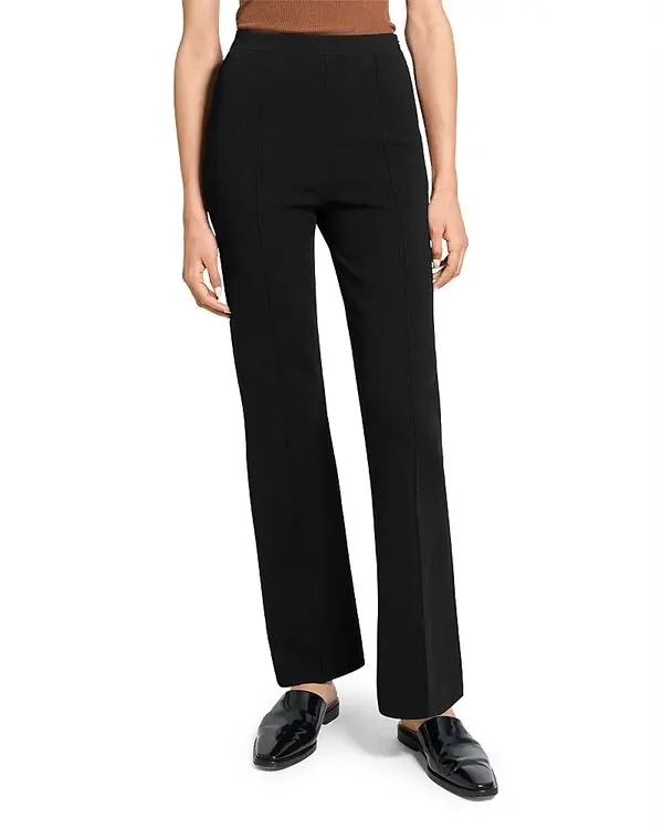 Theory Kick Flare Compact Crepe Trousers - Black