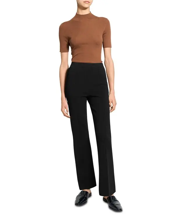 Theory Kick Flare Compact Crepe Trousers - Black