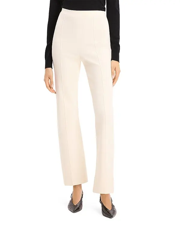 Theory Kick Flare Compact Crepe Trousers - Ivory
