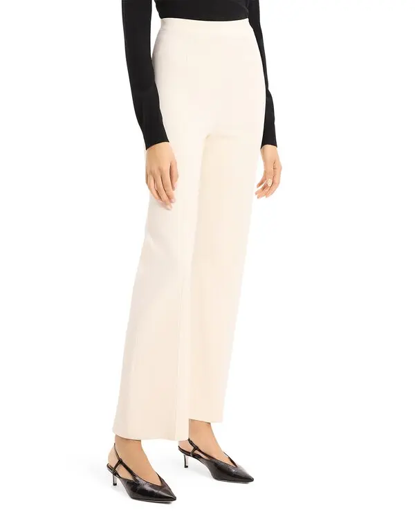 Theory Kick Flare Compact Crepe Trousers - Ivory