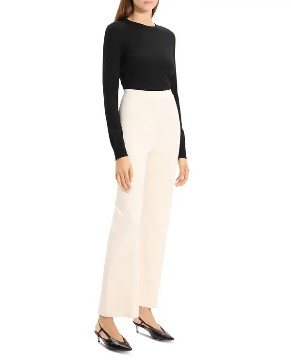 Theory Kick Flare Compact Crepe Trousers - Ivory