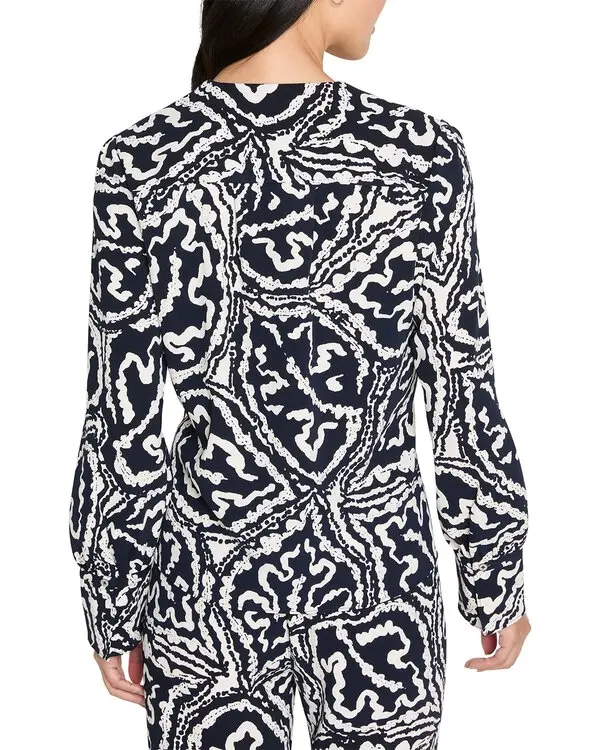 NIC+ZOE Indigo Leaf Double Crepe Top