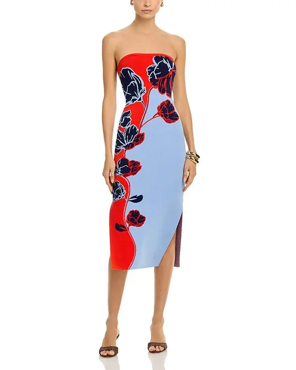 MILLY Simone Strapless Midi Dress