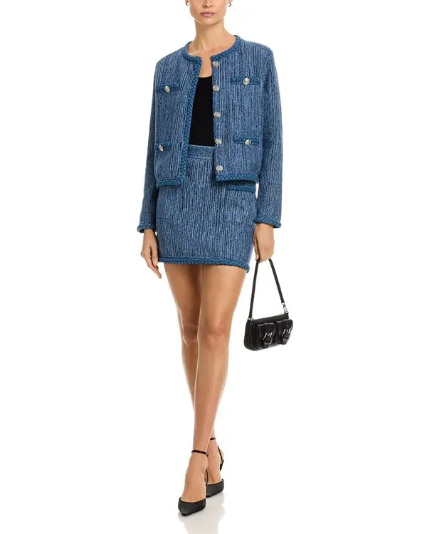 MILLY Soleil Pinstriped Skirt - Blue Multi