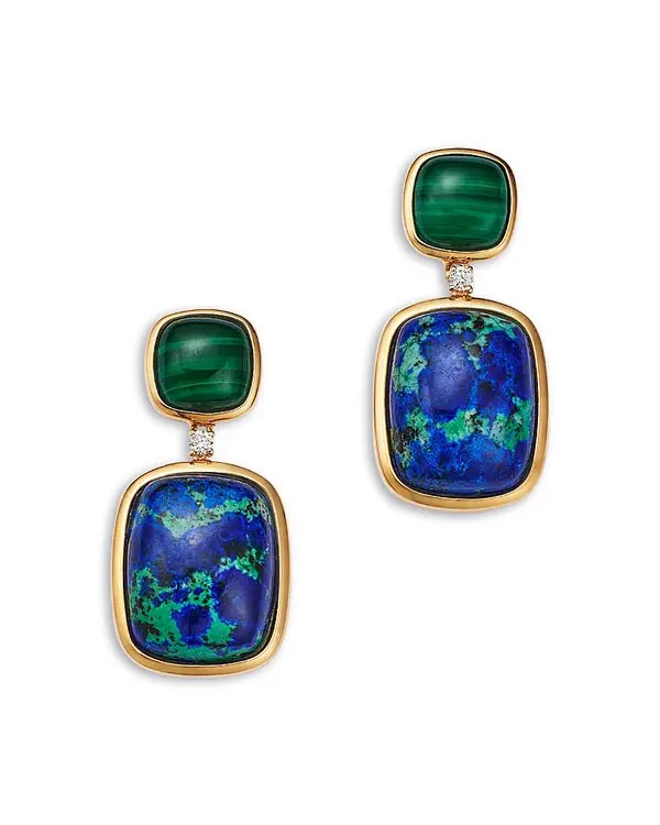 Bloomingdale'S Malachite, Azurite & Diamond Drop Earrings - Blue/green