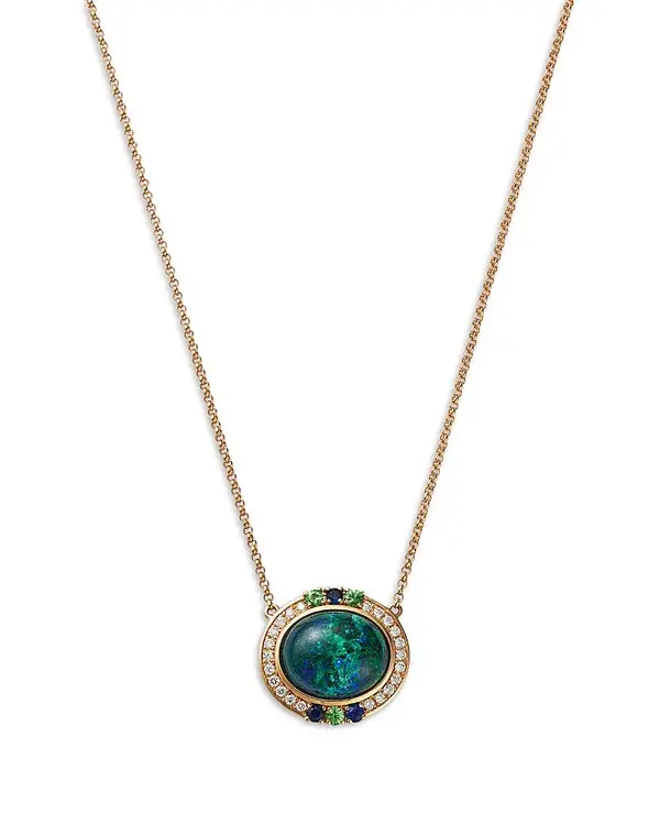 Bloomingdale'S Azurite, Sapphire, Tsavorite & Diamond Pendant Necklace - Gold
