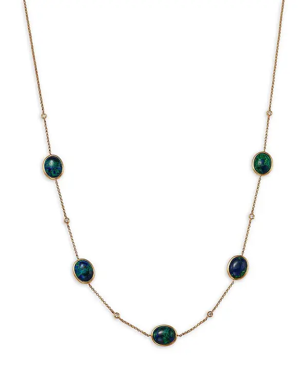 Bloomingdale'S Azurite And Diamond Collar Necklace - Gold
