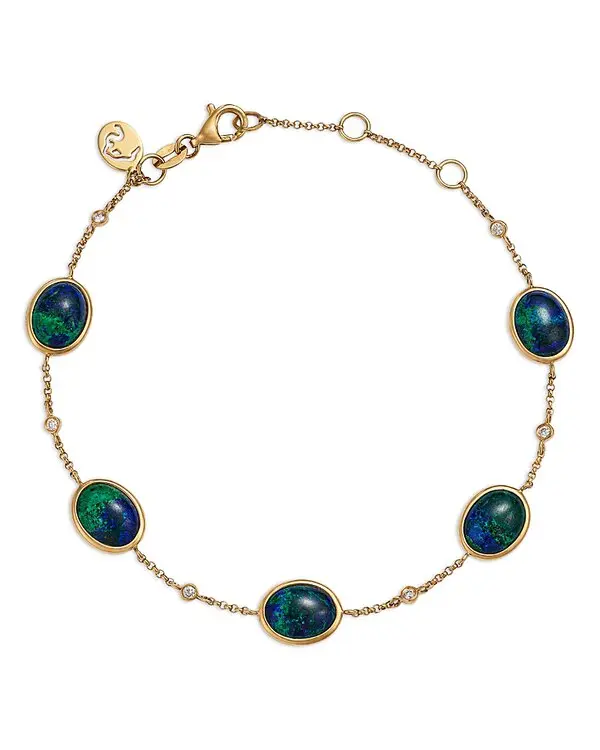 Bloomingdale'S Azurite And Diamond Chain Bracelet - Blue/gold