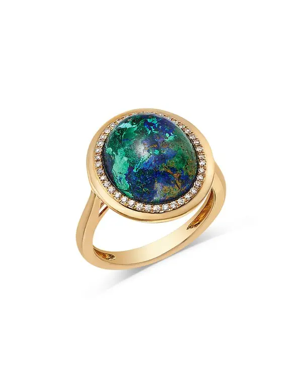 Bloomingdale'S Azurite And Diamond Ring - Blue/gold