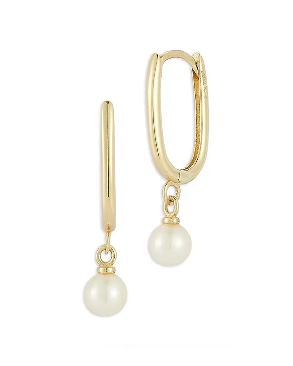 Bloomingdale'S Freshwater Pearl Charm Oval Hoop Earrings - Gold