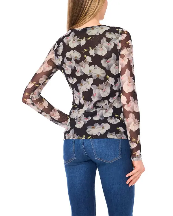 Ted Baker London Printed Mesh Crewneck Top