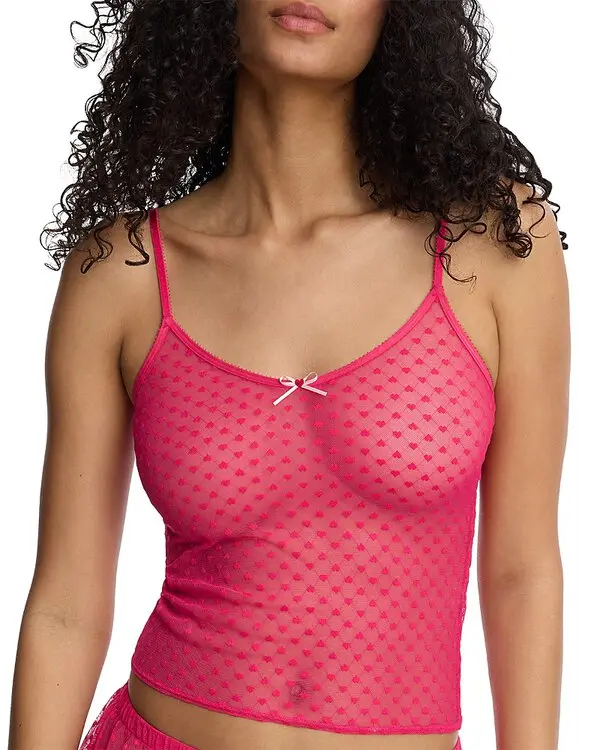 SKARLETT BLUE Heart Breaker Sheer Cami - Neon Fuschia
