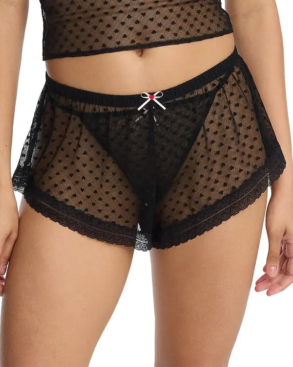 SKARLETT BLUE Sheer Heart Lace Shorts - Black