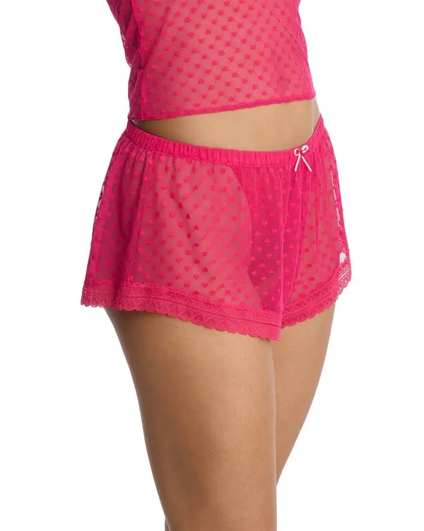 SKARLETT BLUE Sheer Heart Lace Shorts - Neon Fuschia