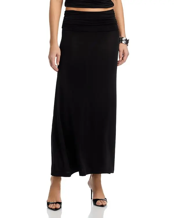 AYA MUSE Feyra Skirt Maxi Length, Ruched Waist - Black