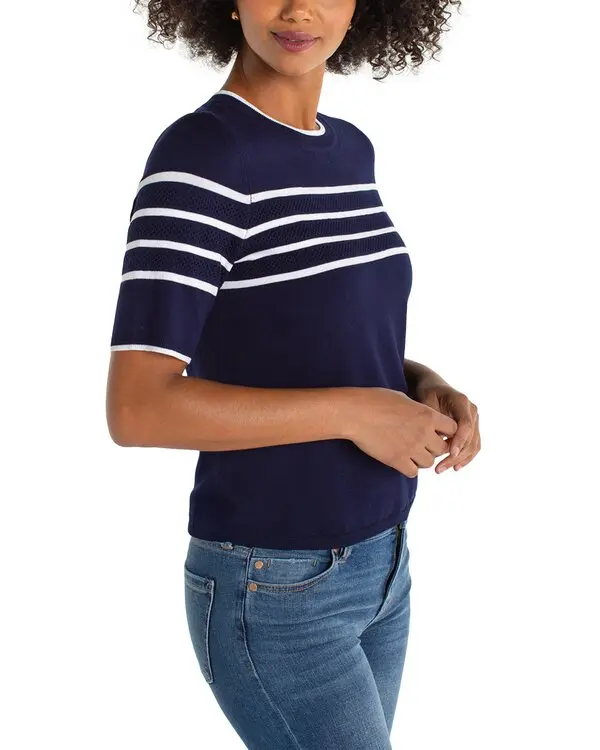 LIVERPOOL Crewneck Striped Sweater - Navy Stripe