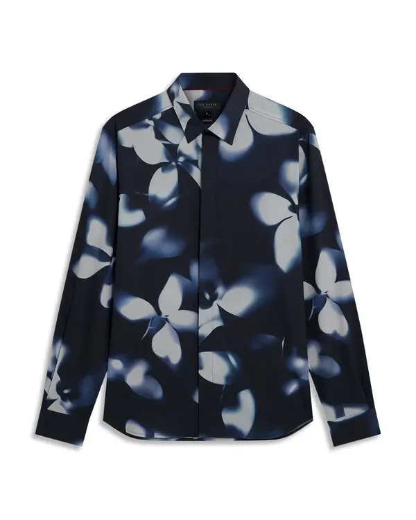 Ted Baker London Wrenin Regular Fit Photographic Floral Shirt - Navy