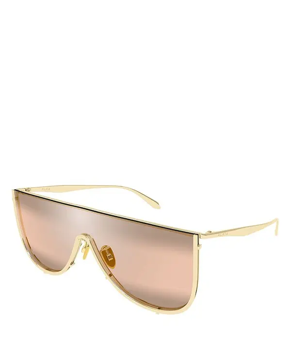 Alaïa Mask Sunglasses, 99mm - Gold